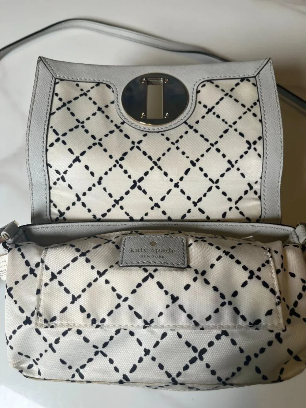 kate spade | Bags | Kate Spade New York Saffiano Leather Turn Lock Gray ...